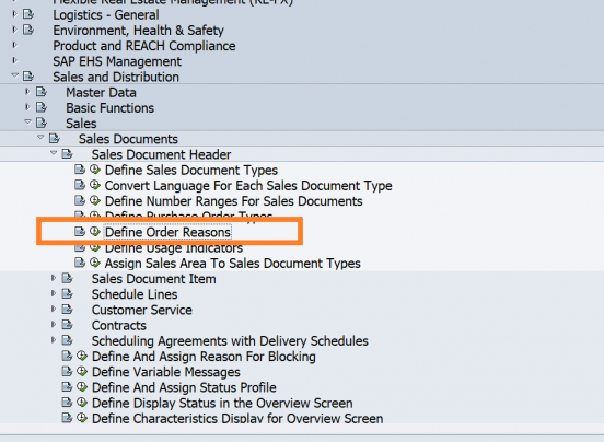 Configuring Sales Order Reasons within SAP