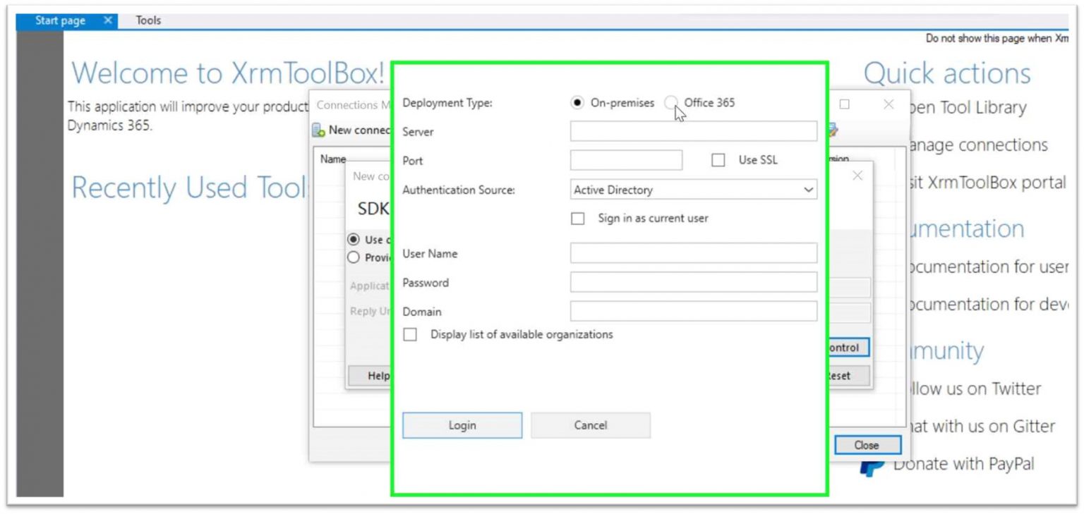 Connecting XrmToolBox with Microsoft Dynamics 365 CRM