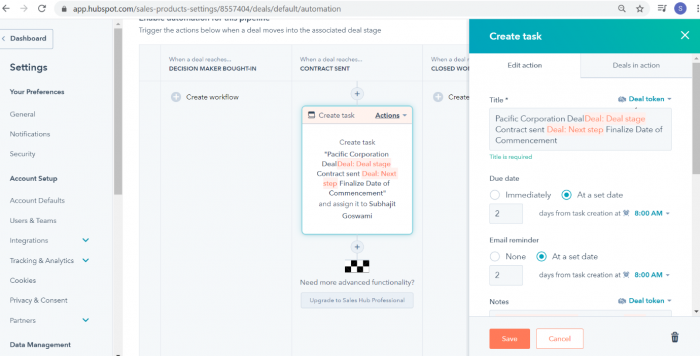 How to Create Workflow Automation Under Deals in HubSpot CRM